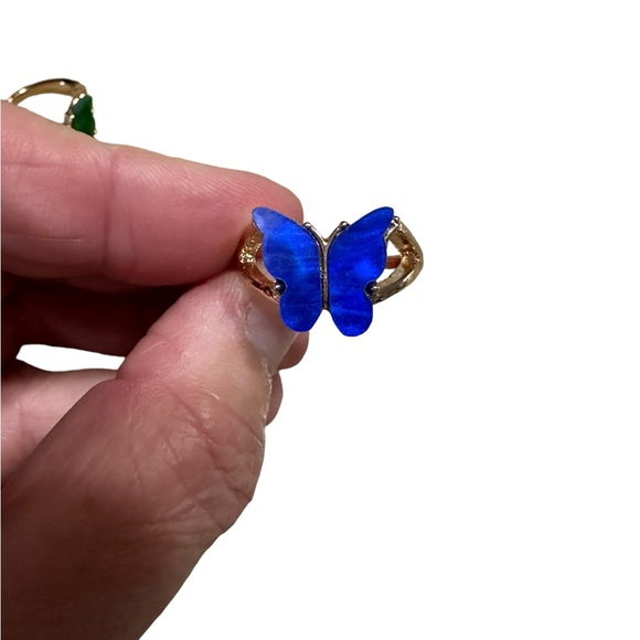 Jewelry | Gold And Multicolored Butterfly 4 Piece Ring Set | Poshmark